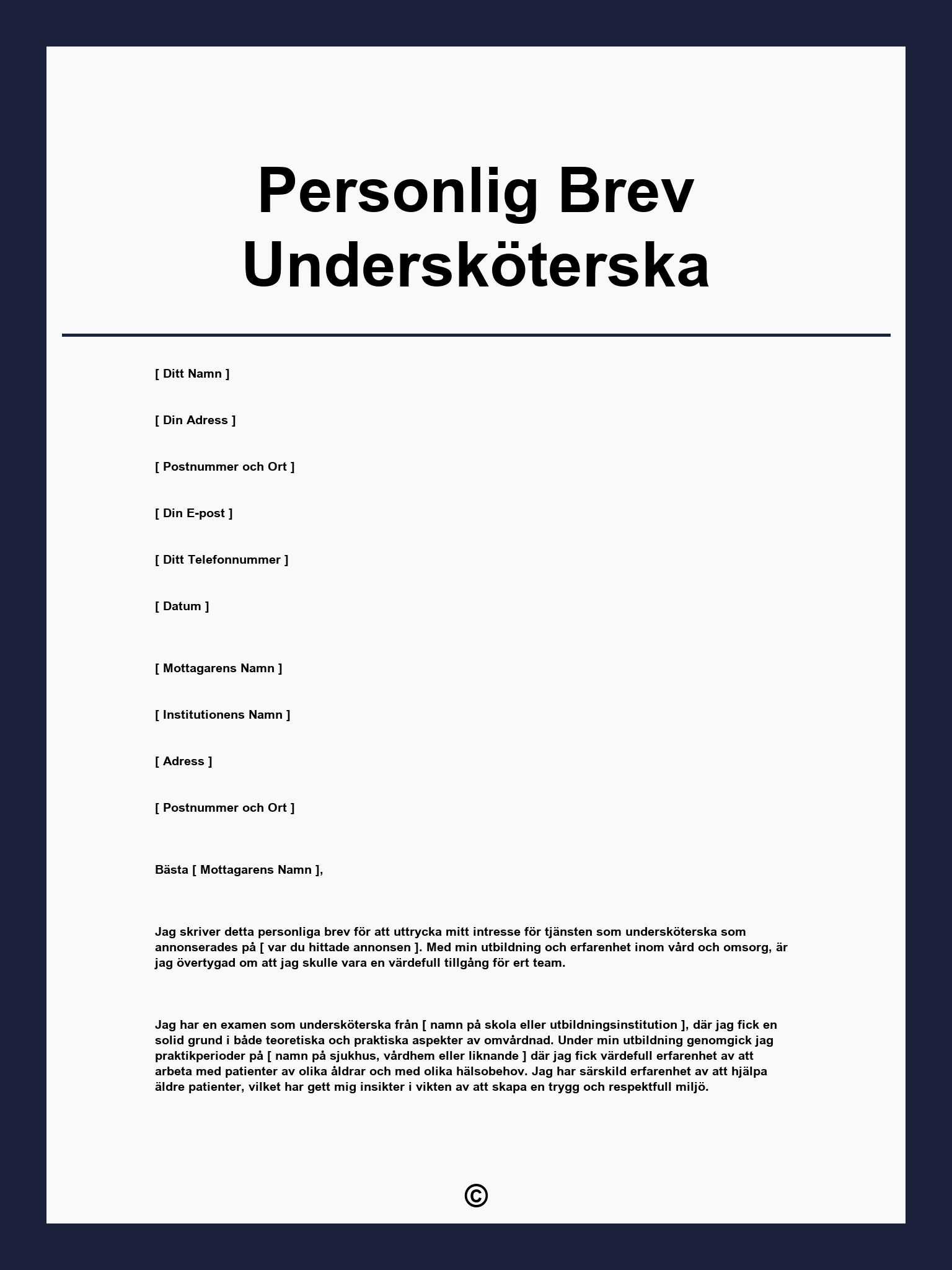 Personlig Brev Undersköterska